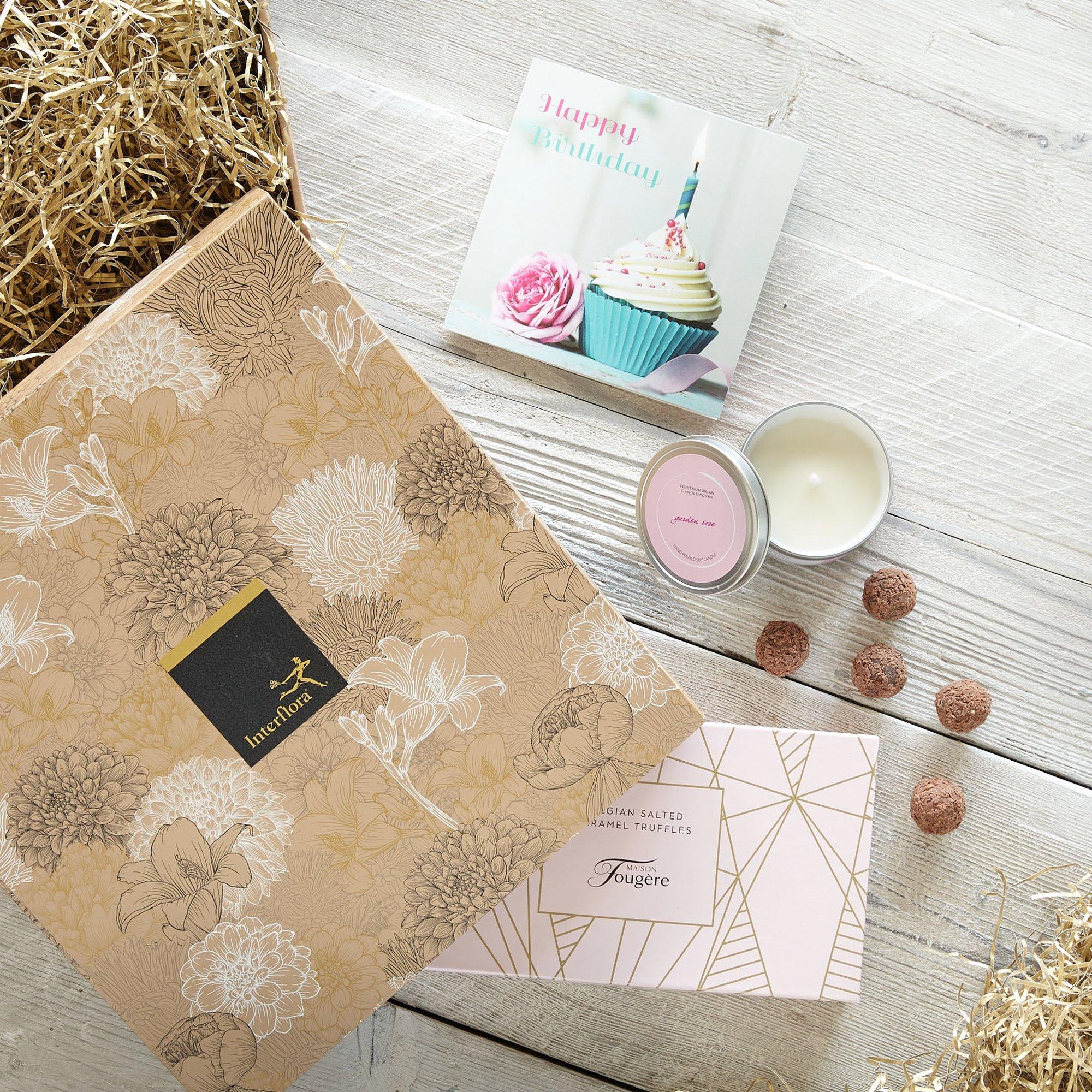 Salted Caramel Truffles, Birthday Card & Candle Gift Set - Interflora ...